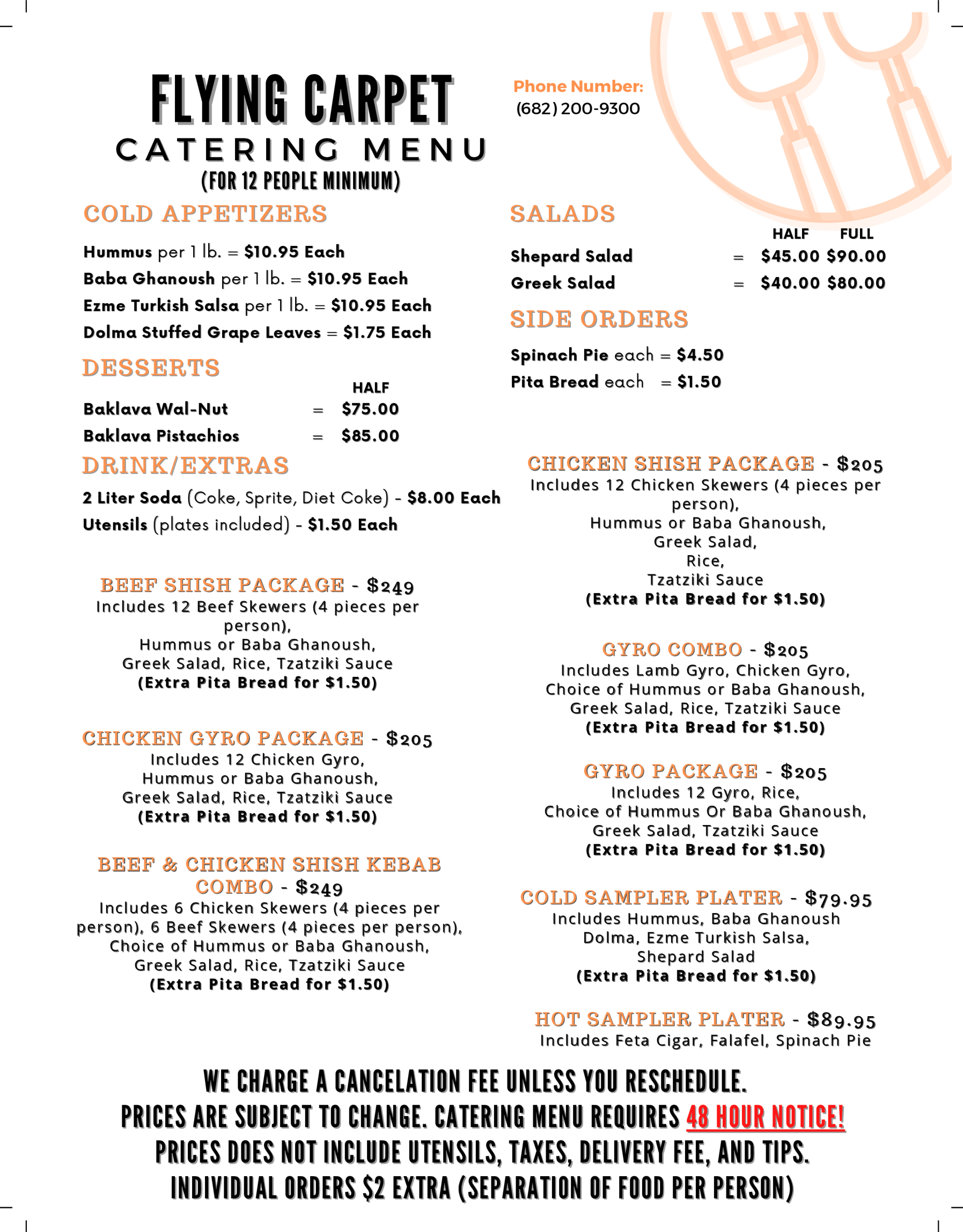 Menu - Flying Carpet Turkish Café - Fort Worth