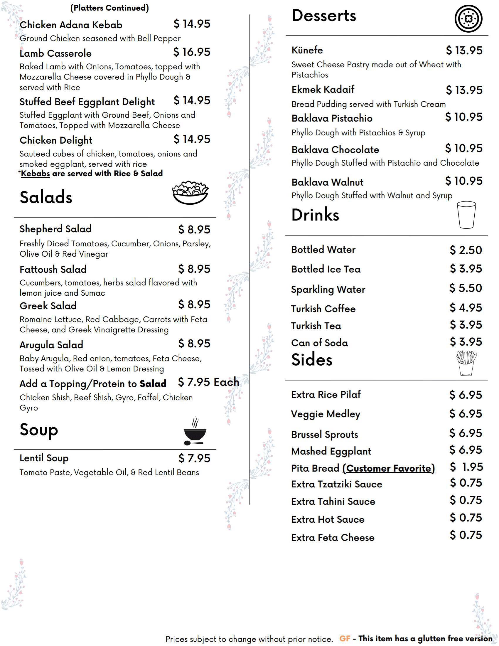 Menu - Flying Carpet Turkish Café - Fort Worth